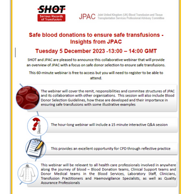 Safe blood donations to ensure safe transfusions - Insights from JPAC ...